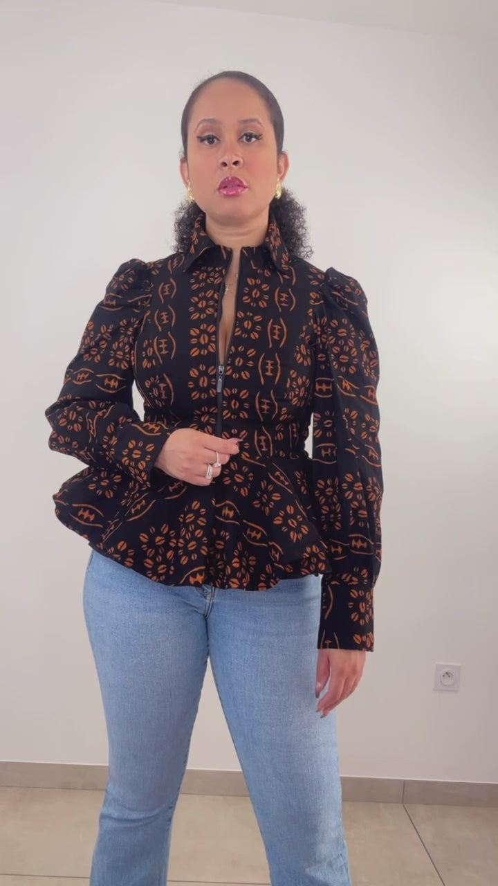 Top en bogolan wax stretch avec maintien de poitrine – Sand&Roza
